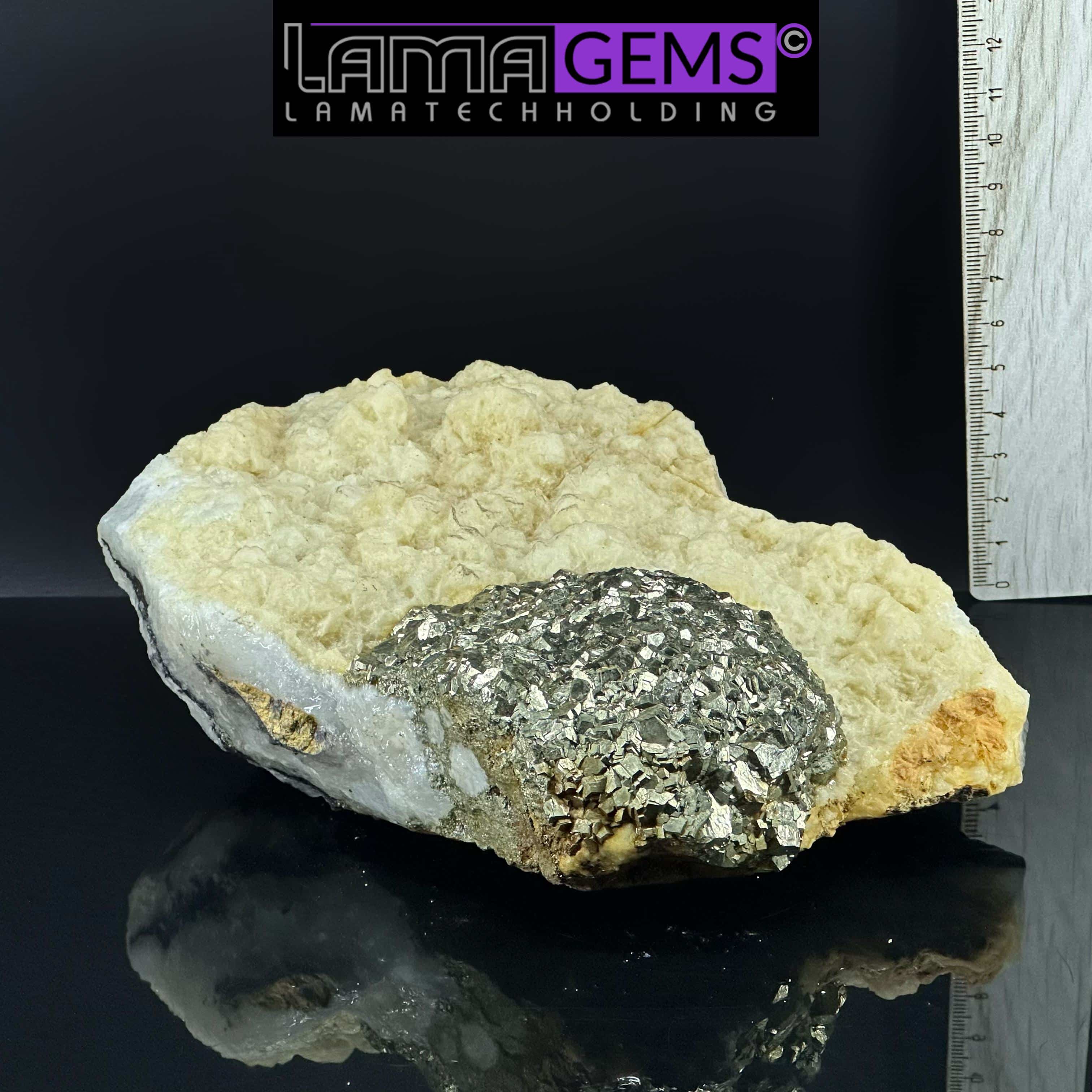 Buy iranian pyrite stone Mass on a calcite bed
